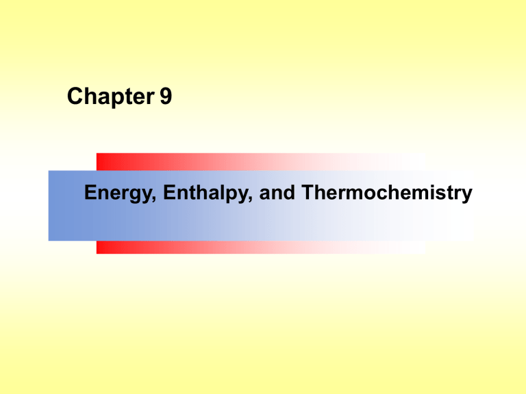 Energy, Enthalpy, and Thermochemistry: Chapter 9 Introduction