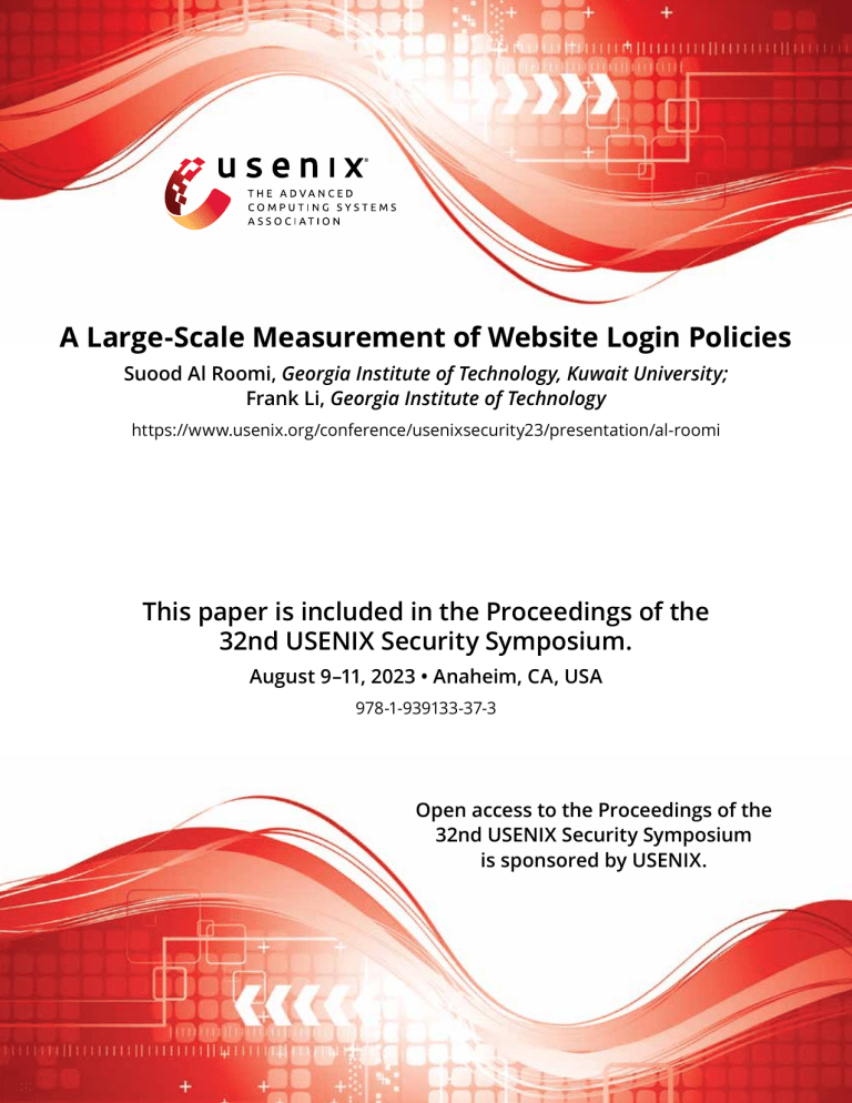 Large-Scale Measurement of Website Login Policies: USENIX Security 2023