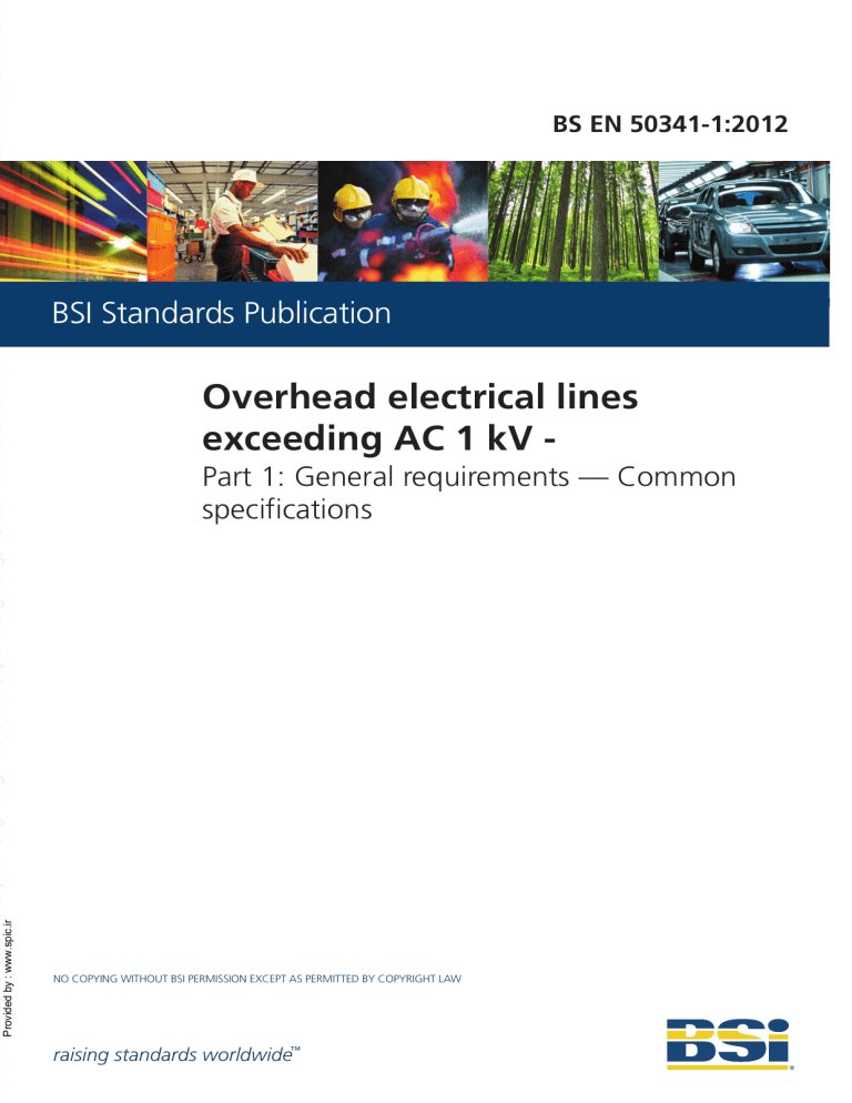 BS EN 50341-1:2012 Overhead Electrical Lines Standard
