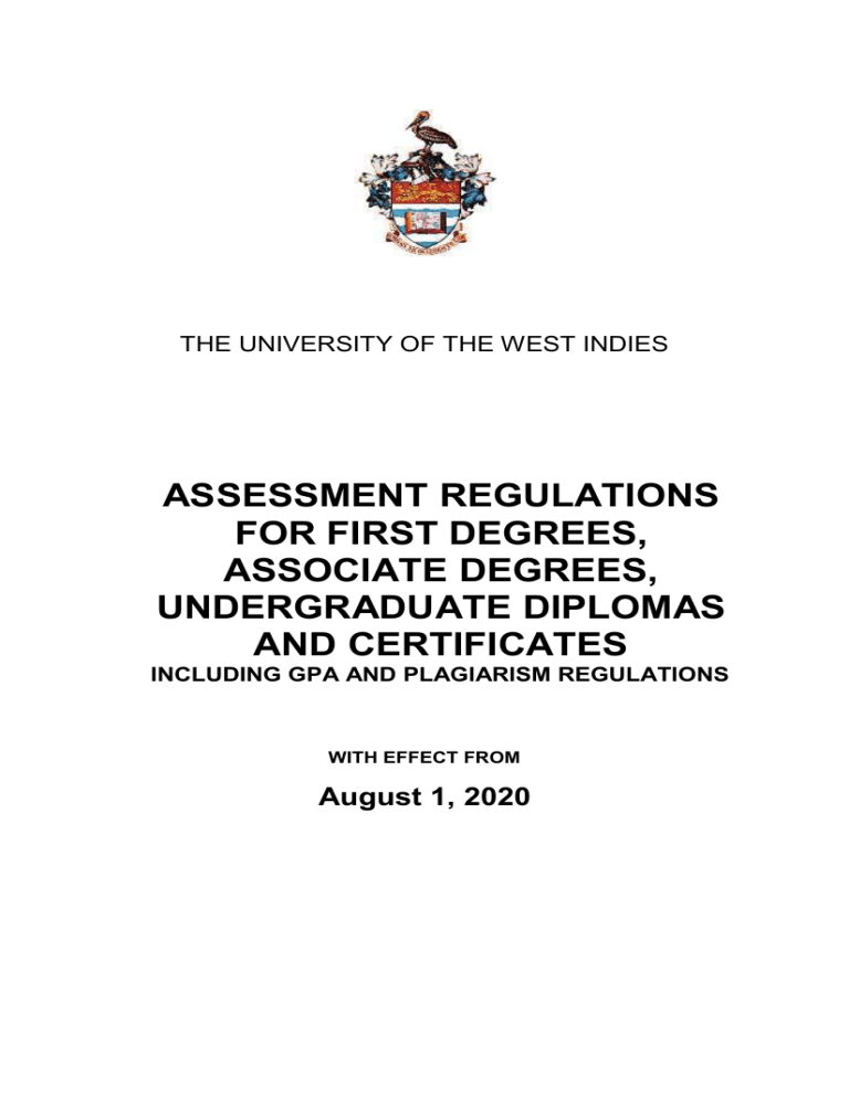 UWI Assessment Regulations: Degrees, Diplomas, Certificates, GPA ...