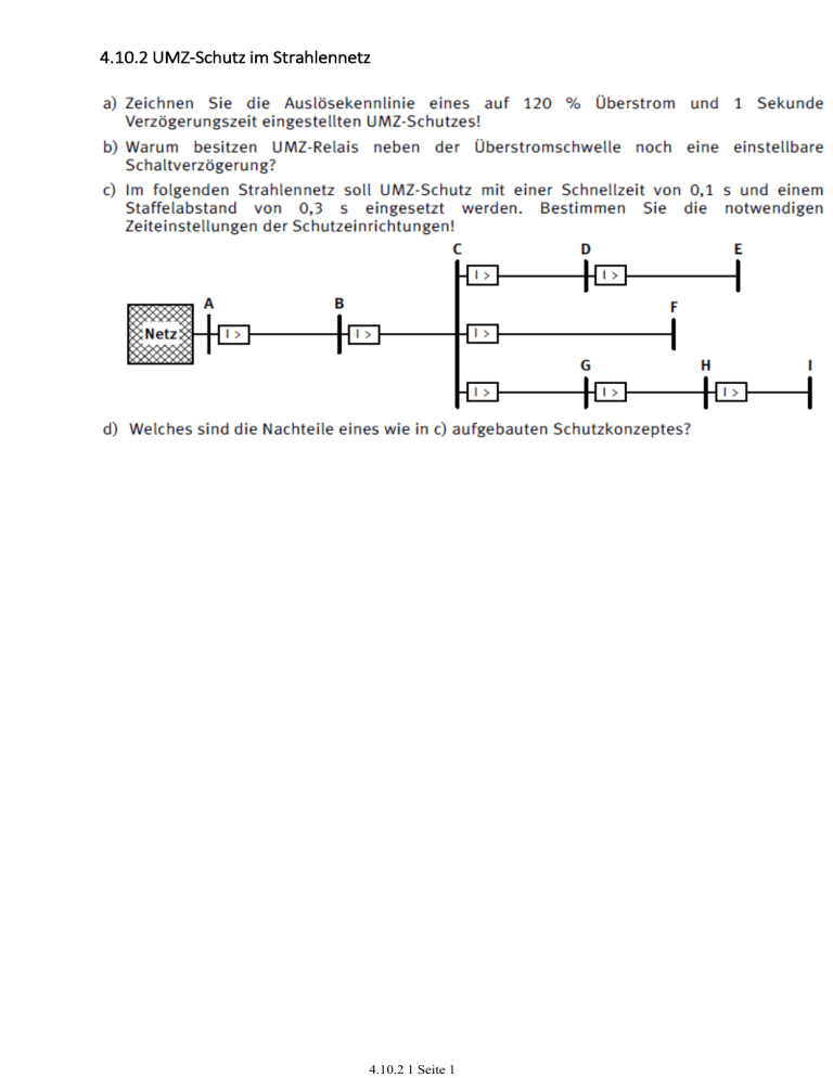 UMZ Protection in Radial Networks: Electrical Engineering Exercises