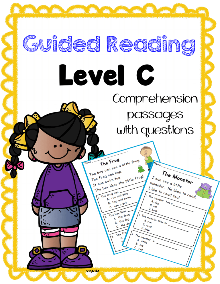 Guided Reading Level C Comprehension Passages with Questions