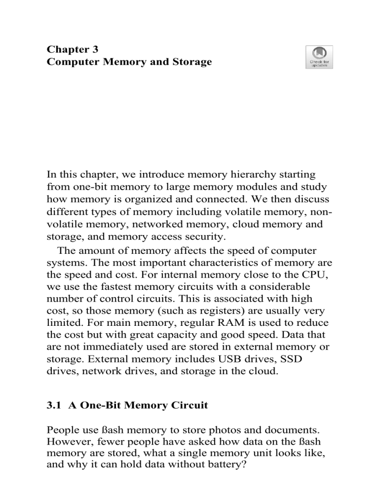 Computer Memory & Storage: Hierarchy, Circuits, Registers & Cache