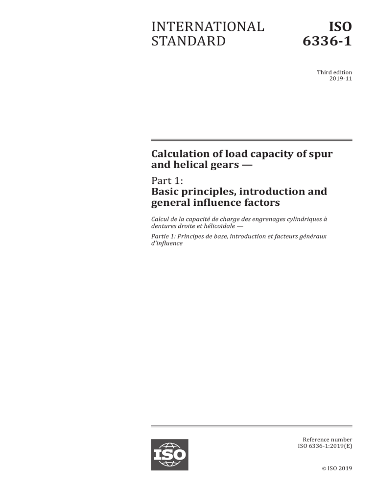 ISO 6336-1: Gear Load Capacity Calculation - Basic Principles & Factors