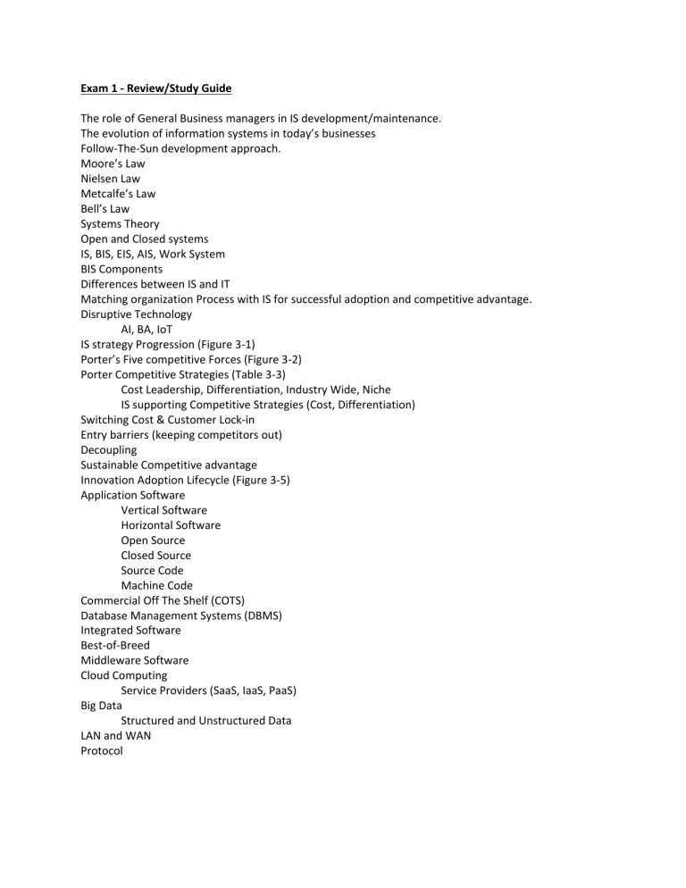 Exam 1 - Review-Study Guide