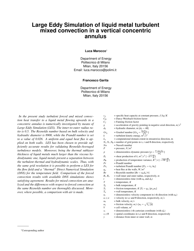 Large Eddy Simulation of Liquid Metal Turbulent Mixed Convection