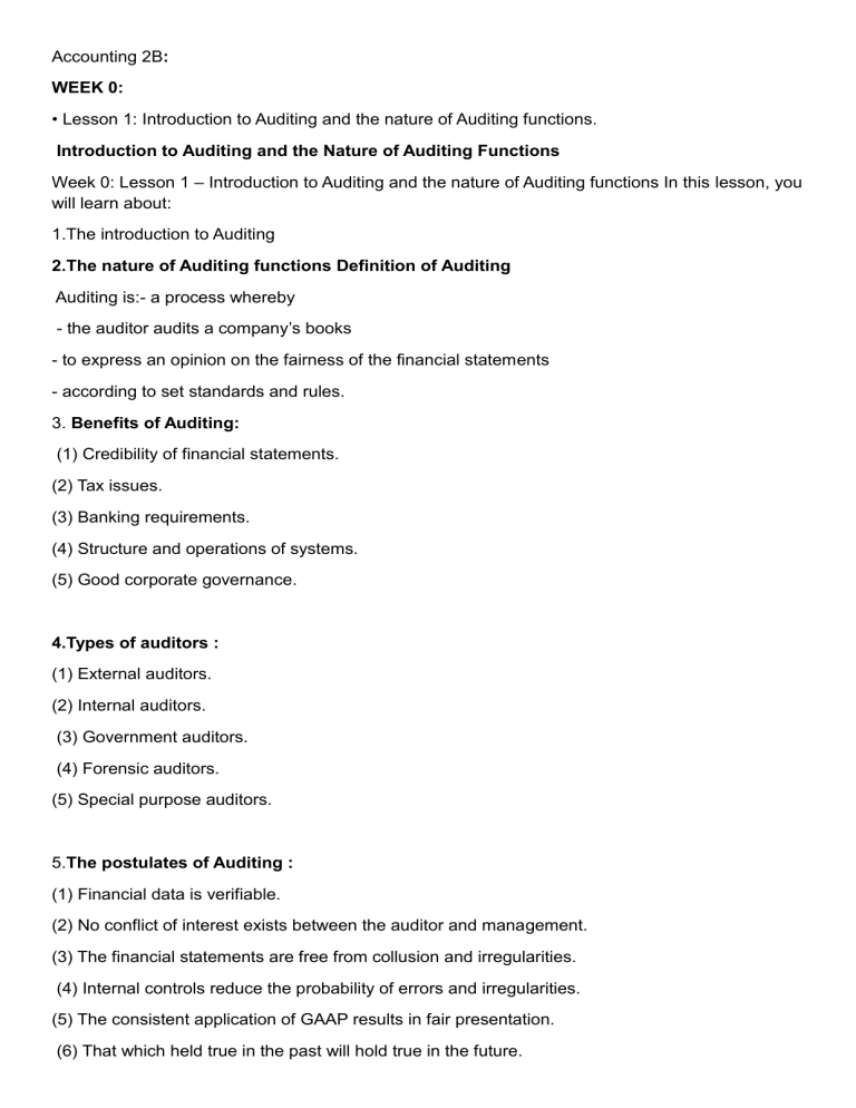 Auditing Principles & Professional Conduct Course Material