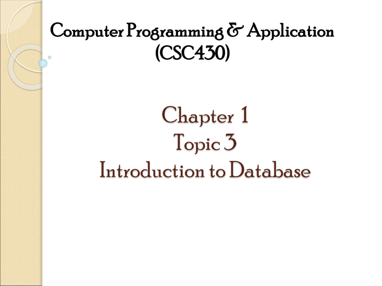 Introduction to Databases: Concepts & Management
