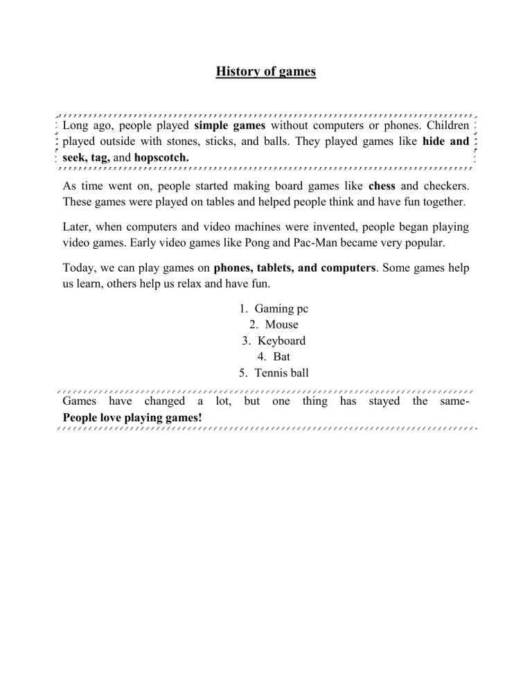 History of Games: From Past to Present