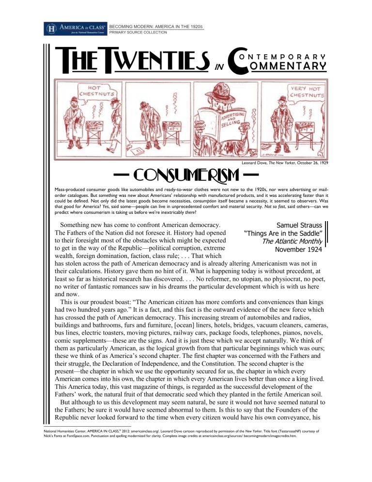 1920s Consumerism Primary Sources: America in the 1920s