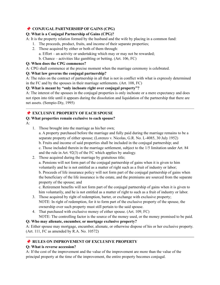 Conjugal Partnership of Gains (CPG) Explained: Family Law Guide