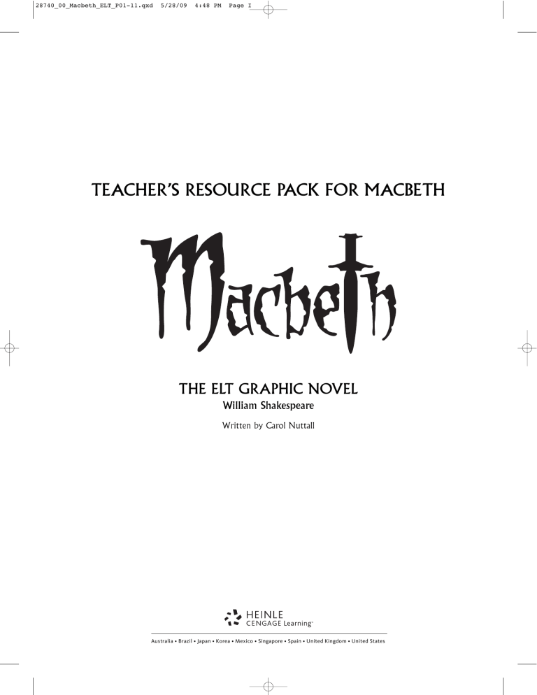 Macbeth ELT Graphic Novel Teacher's Resource Pack - Worksheets & Quizzes