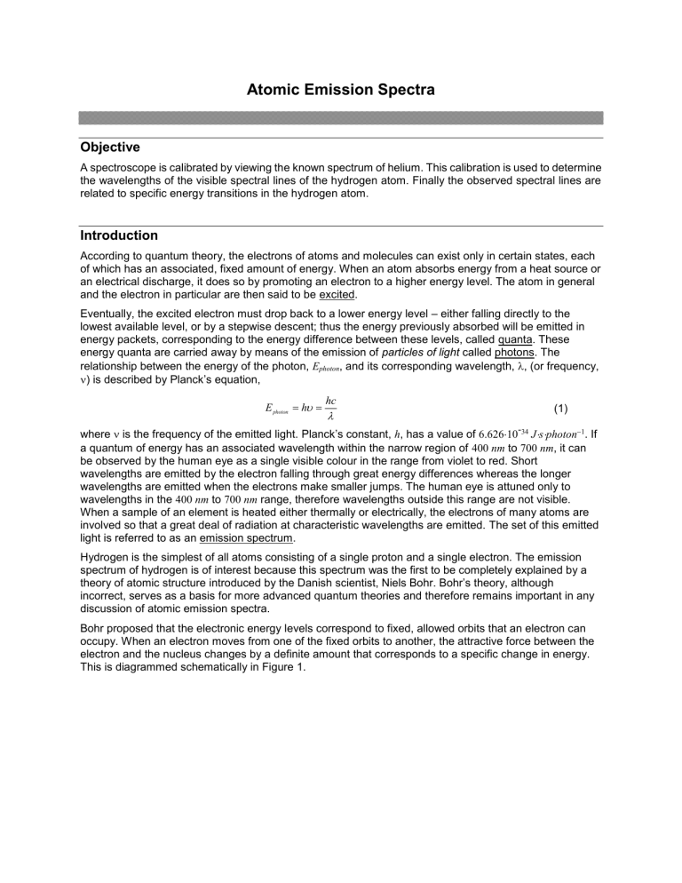 Atomic Emission Spectra Lab: Hydrogen & Helium Spectroscopy