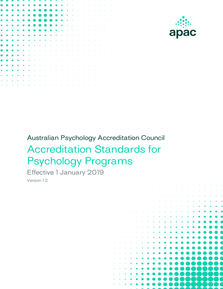 Australian Psychology Accreditation Standards for Programs 2019