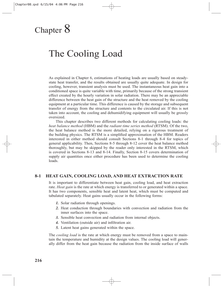 Cooling Load Calculation: Heat Balance & Radiant Time Series Methods