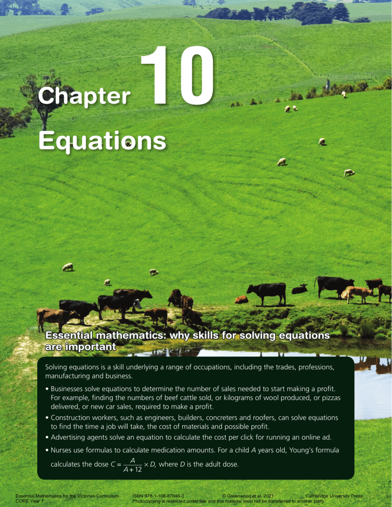Solving Equations: Year 7 Maths Textbook Chapter | Victorian Curriculum