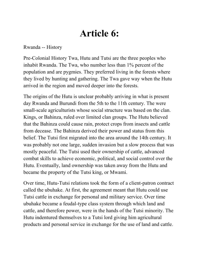 Rwanda History: Pre-Colonial to Civil War Overview