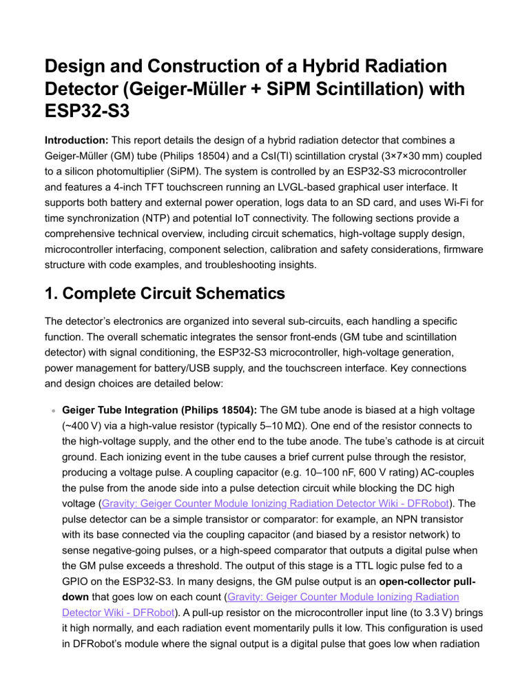 Hybrid Radiation Detector Design: Geiger-Müller & SiPM with ESP32-S3