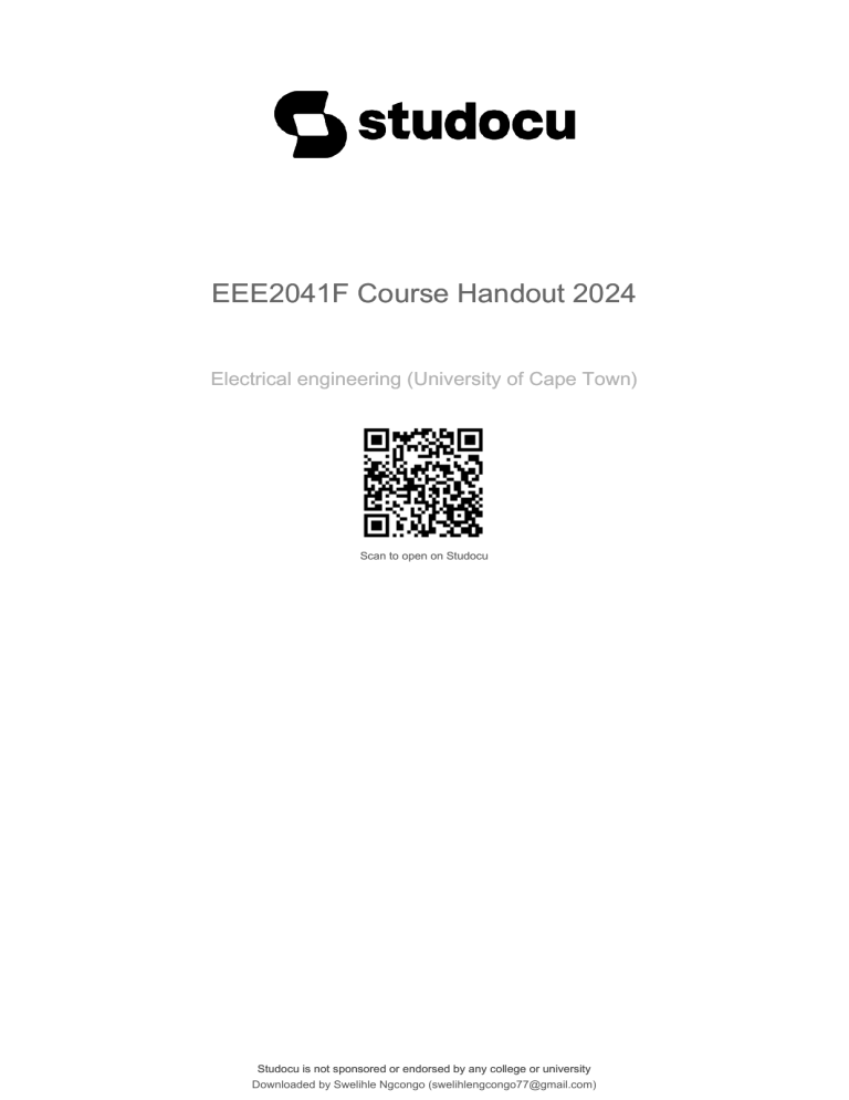 EEE2041F Course Handout - Electrical Engineering UCT