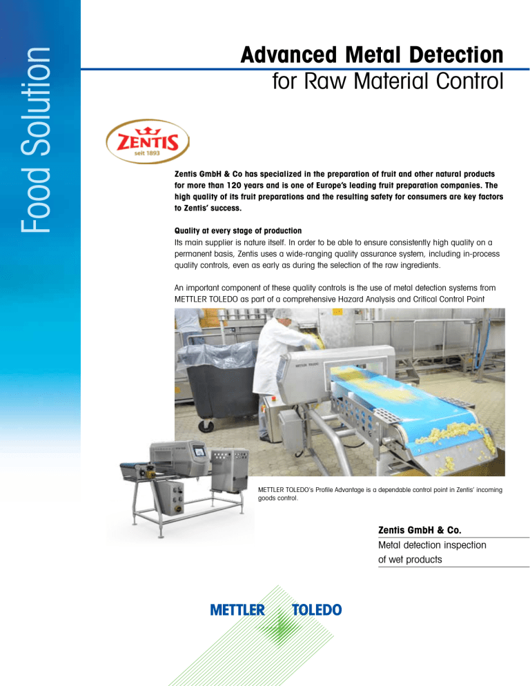 Zentis: Advanced Metal Detection in Food Processing