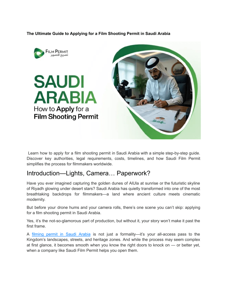 Film Permit Guide: Shooting in Saudi Arabia