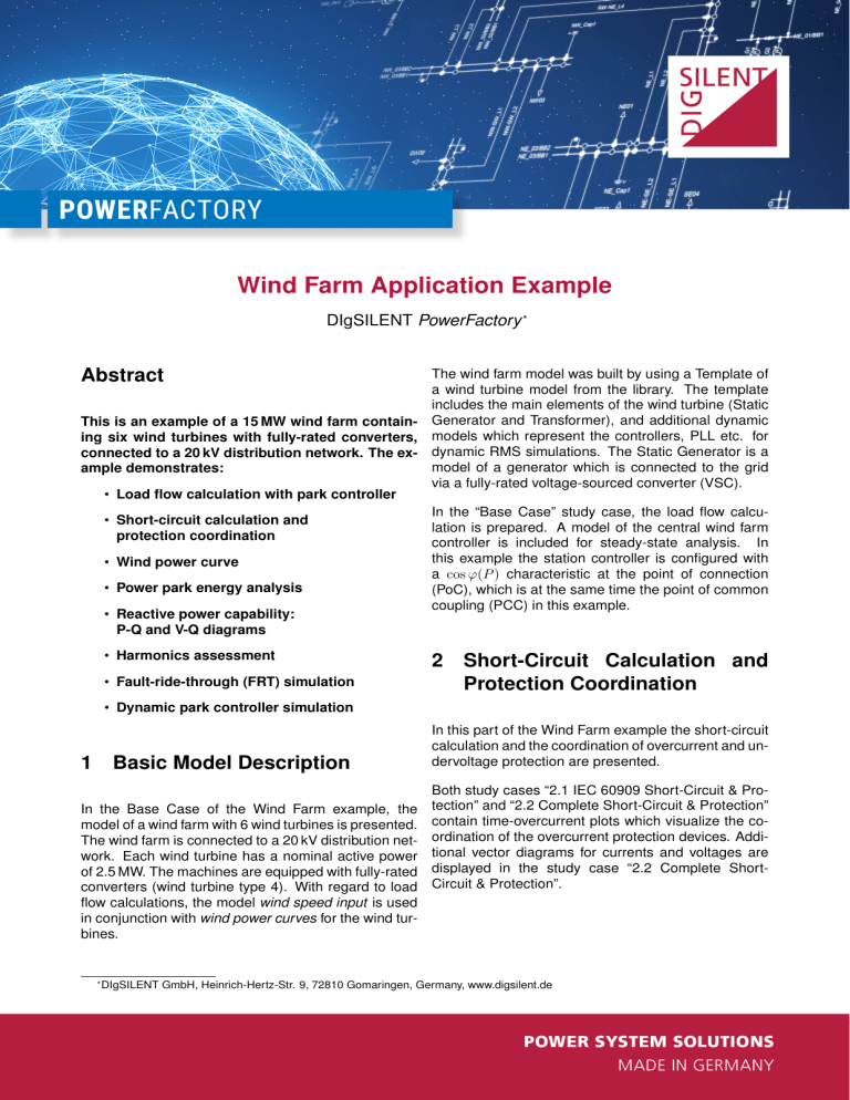 Wind Farm Application Example: DIgSILENT PowerFactory