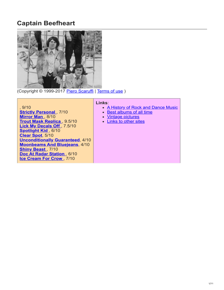 Captain Beefheart: Biography, Albums, and Musical Influence