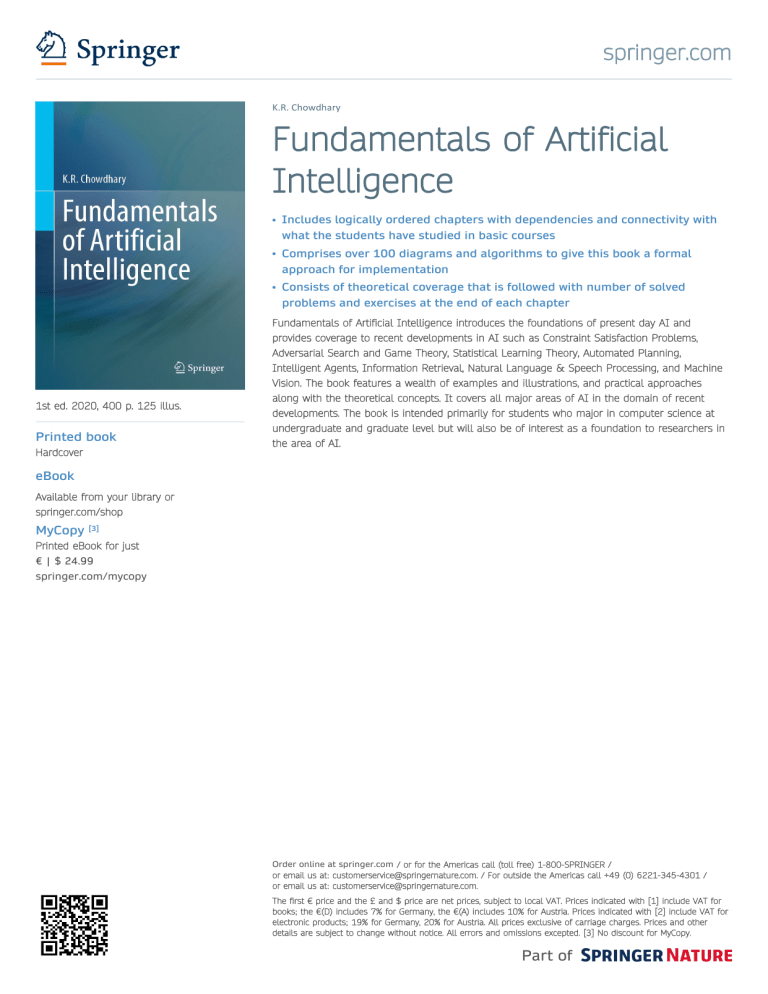 Fundamentals of Artificial Intelligence Book Ad