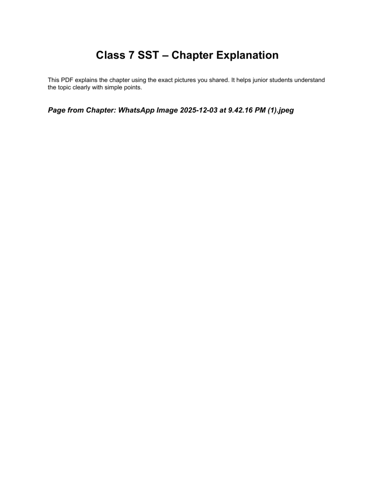 Class 7 SST Chapter Explanation