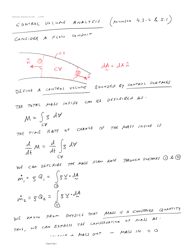 Control Volume Analysis: Fluid Mechanics Lecture Notes