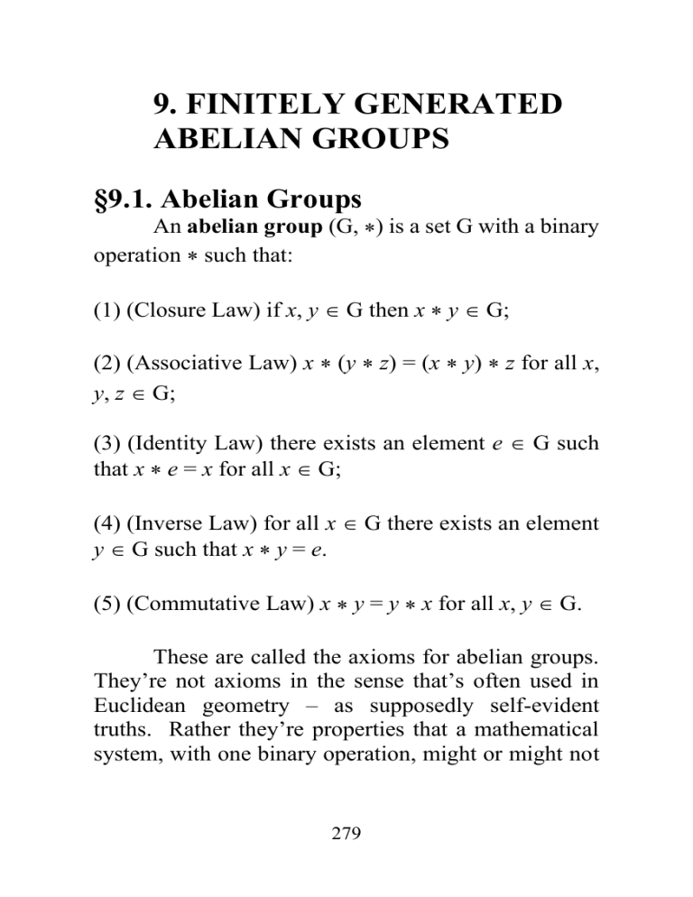 Abelian Groups: Definitions, Examples, and Isomorphisms