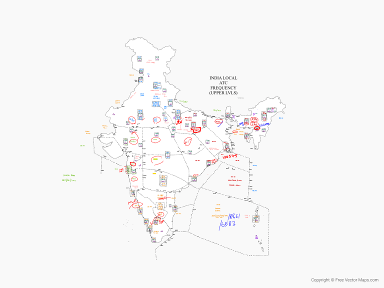 India Local ATC Frequency Map (Upper Levels) - Air Traffic Control