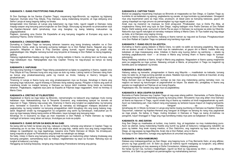 Noli Me Tángere Chapter Summaries: Kabanata 1-20 (Filipino)