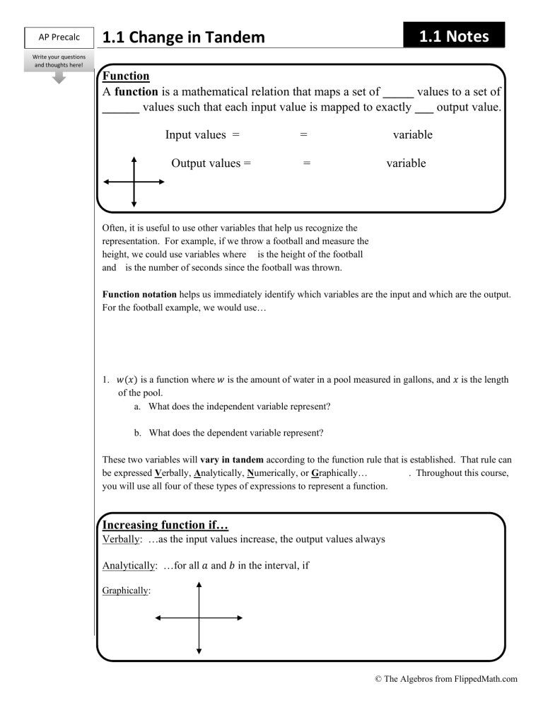 AP Precalculus: Change in Tandem Notes & Practice