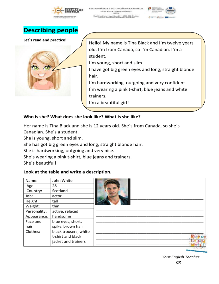 English Practice: Describing People - Appearance & Personality