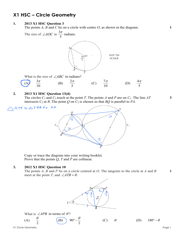 Circle Geometry Exam Questions - High School