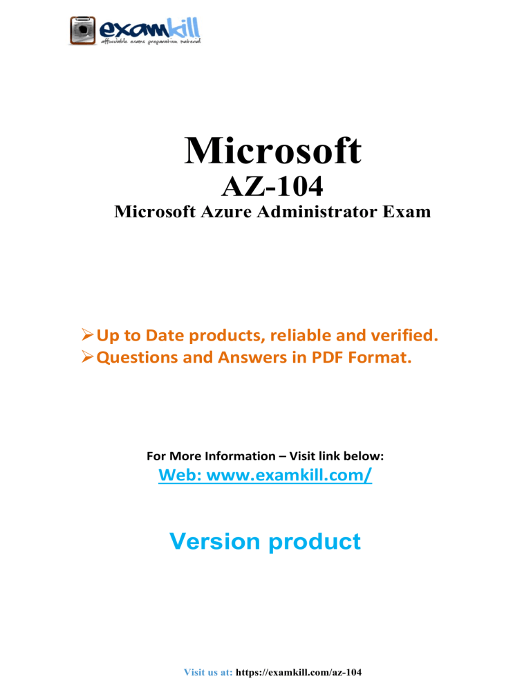 AZ-104 Exam Questions & Answers | Microsoft Azure Administrator