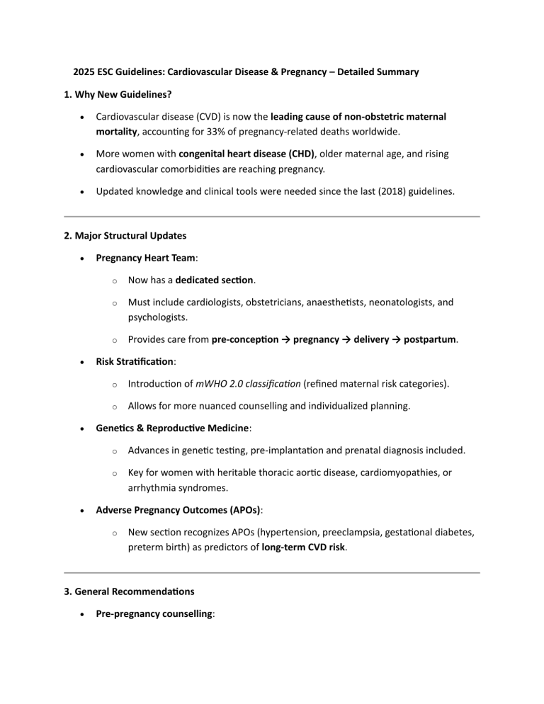 2025 ESC Guidelines: CVD & Pregnancy – Detailed Summary & Key Messages