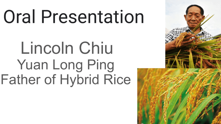 Yuan Longping: Father of Hybrid Rice | Oral Presentation by Lincoln Chiu