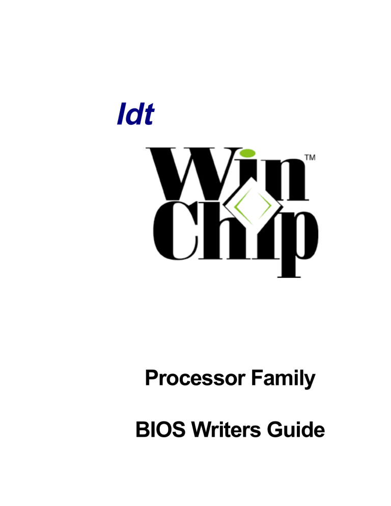 IDT WinChip 2 BIOS Writer's Guide