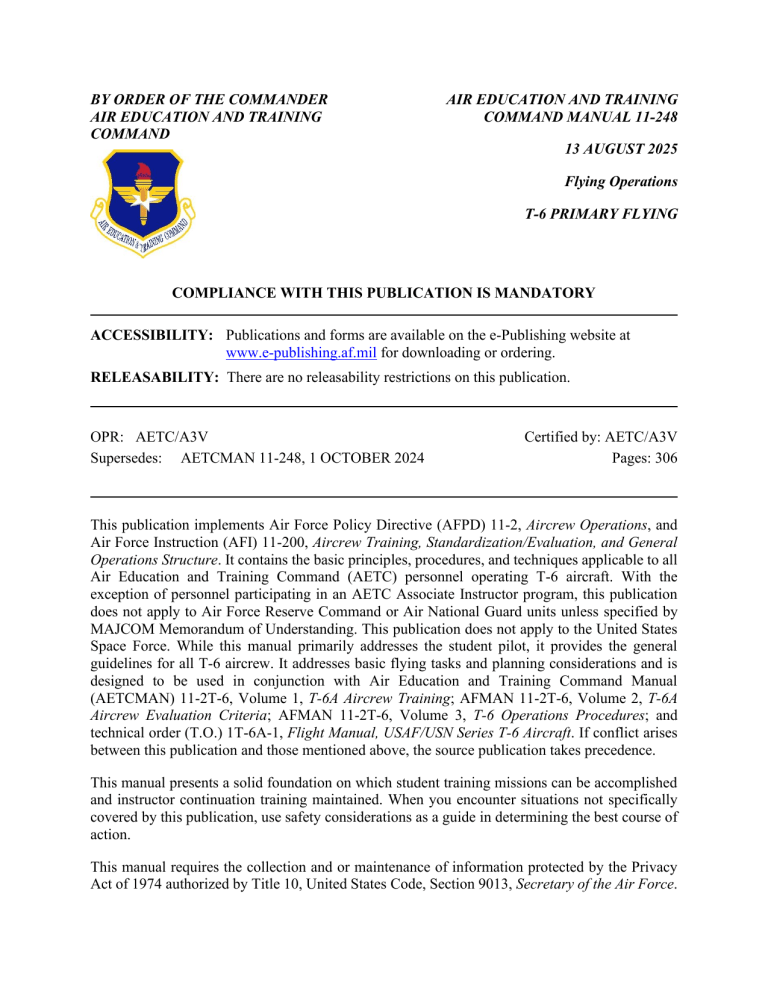 T-6 Primary Flying Operations Manual - AETC Guide