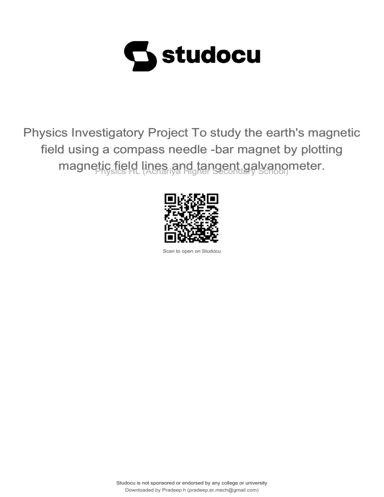 Earth's Magnetic Field: Physics Investigatory Project
