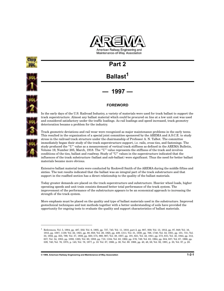 AREMA Railway Ballast Specifications & Engineering Manual (1997)