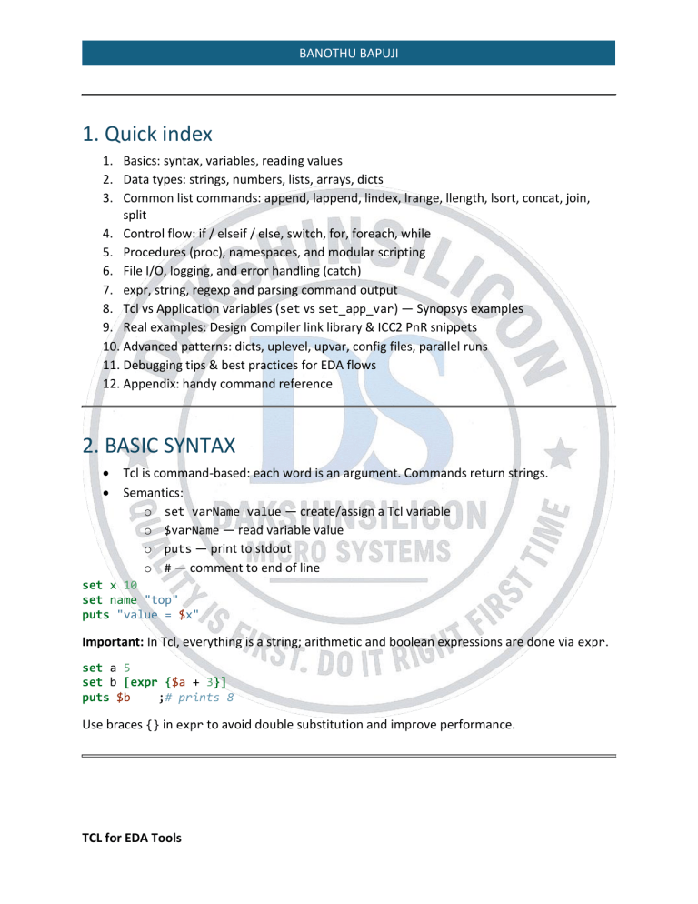 Tcl for EDA Tools: A Comprehensive Scripting Guide & Best Practices