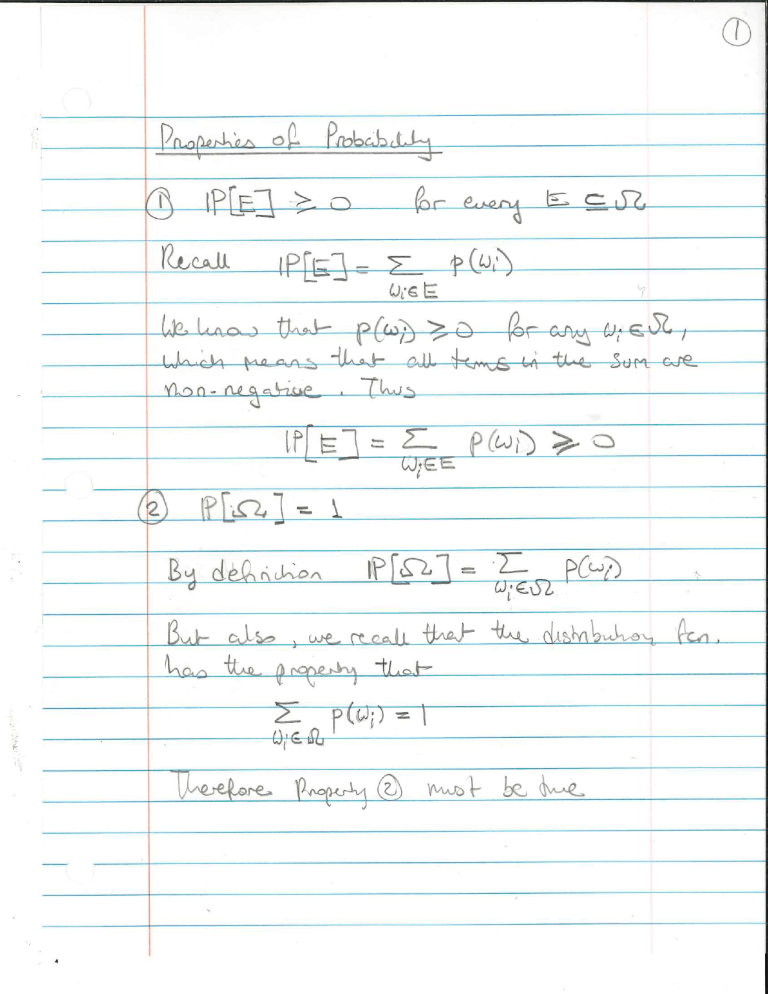 Properties of Probability: Lecture Notes & Definitions