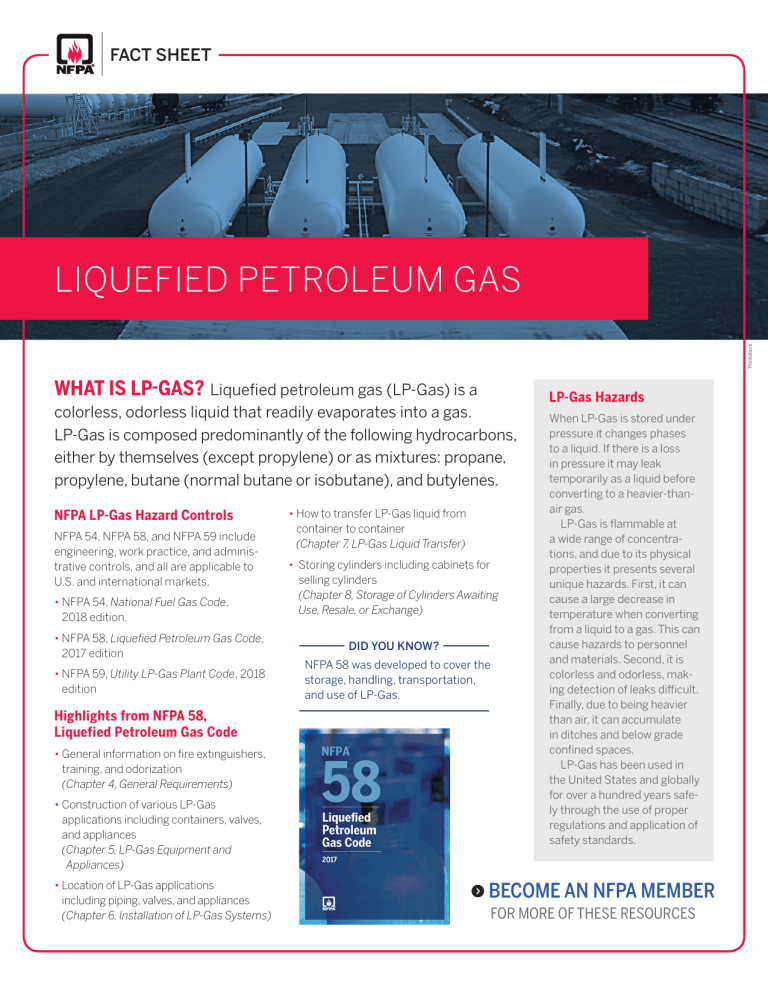 LP-Gas: Safety, Hazards & NFPA Codes | Fact Sheet