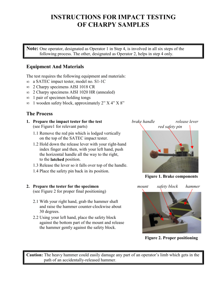 Charpy Impact Test Instructions: SATEC Tester Guide
