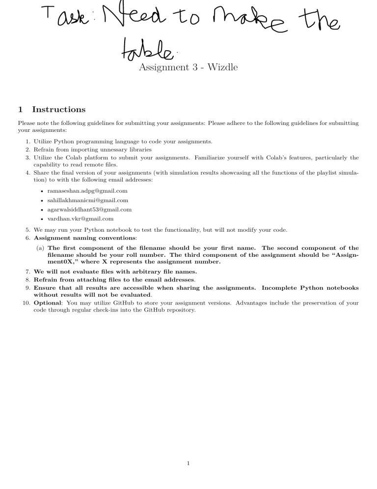 Wizdle Game Assignment 3: Python Programming with Google Drive Integration