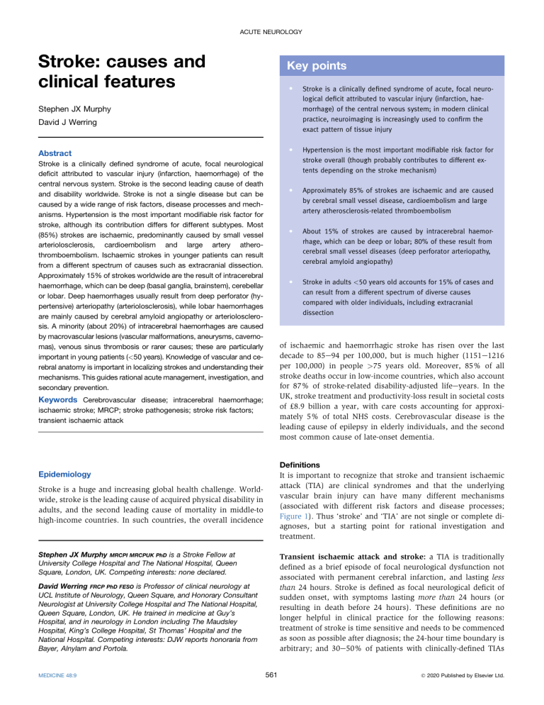 Stroke: Causes and Clinical Features