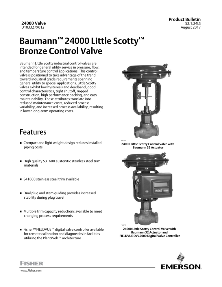 Baumann 24000 Little Scotty Bronze Control Valve Product Bulletin